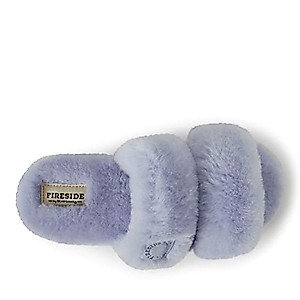 Dearfoams Women's Fireside Benalla All Over Shearling Double Band Easy on/Off Slide Slipper, Eventide, 9