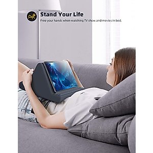 Lamicall Tablet Pillow Stand, Soft Pad for Lap - Tablet Holder Dock for Bed with 6 Viewing Angles, Compatible with iPad Pro 9.7, 10.5, 11, 12.9 Air Mini, Kindle, Galaxy Tab, E-Reader, Dark Gray