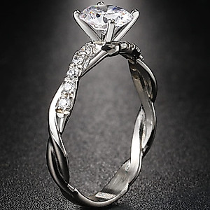 Jude Jewelers Stainless Steel 2.0 Carat Simulated Diamond Wedding Engagement Solitaire Style Proposal Ring (Silver, 8)