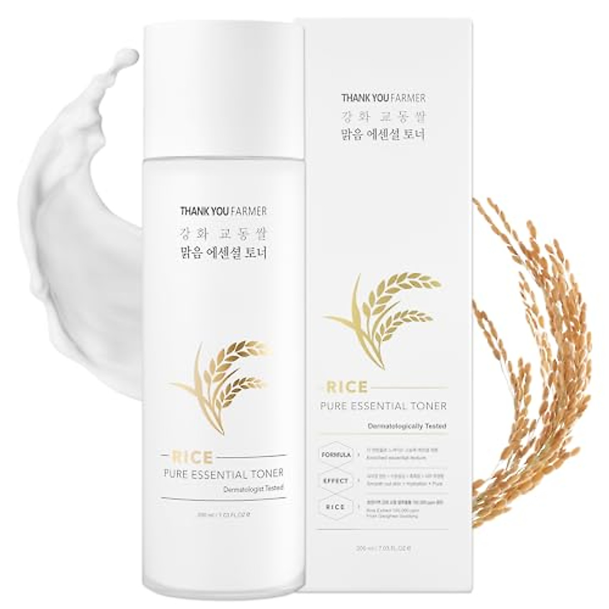 THANKYOU FARMER Rice Pure Essential Facial Toner for Woman 7.03 oz - Hydrating Rice Toner for Face with Niacinamide & Centella, Milk Toner for Glass Skin - Vegan Korean Skin Care for Dry Skin