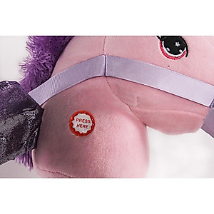 PonyLand: Music Stick Animal - Pink Unicorn - Music Button, Sturdy Two-Piece Stick W/Colorful Soft Plush Animal Head, Pretend Play Toy, Kids Ages 3+