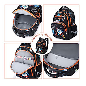 Kid Bookbag Boy Kindergarten Elenemtary Preschool Multi Compartment Backpack, Chest Strap Side Pockets