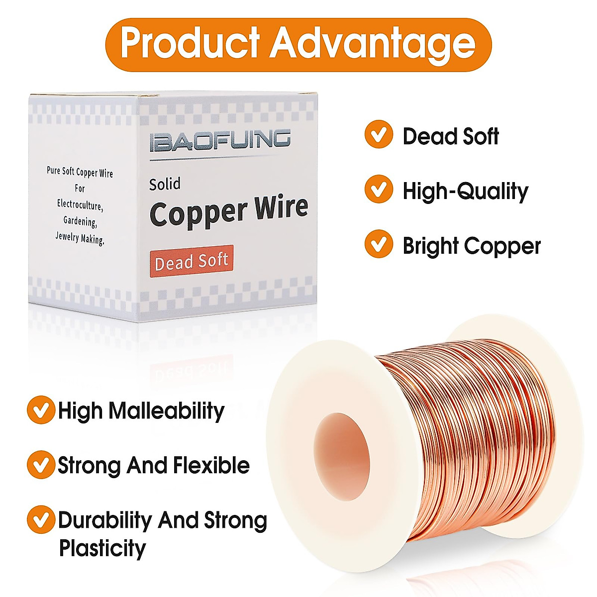 99.9% Dead Soft Copper Wire, 16 Gauge/ 1.3 mm Diameter, 127 Feet / 39m, 1 Pound Spool Pure Copper Wire, Jewelry Making Wire for Crafts, Christmas Wreaths Tree, Garland and Floral Flower Arrangements