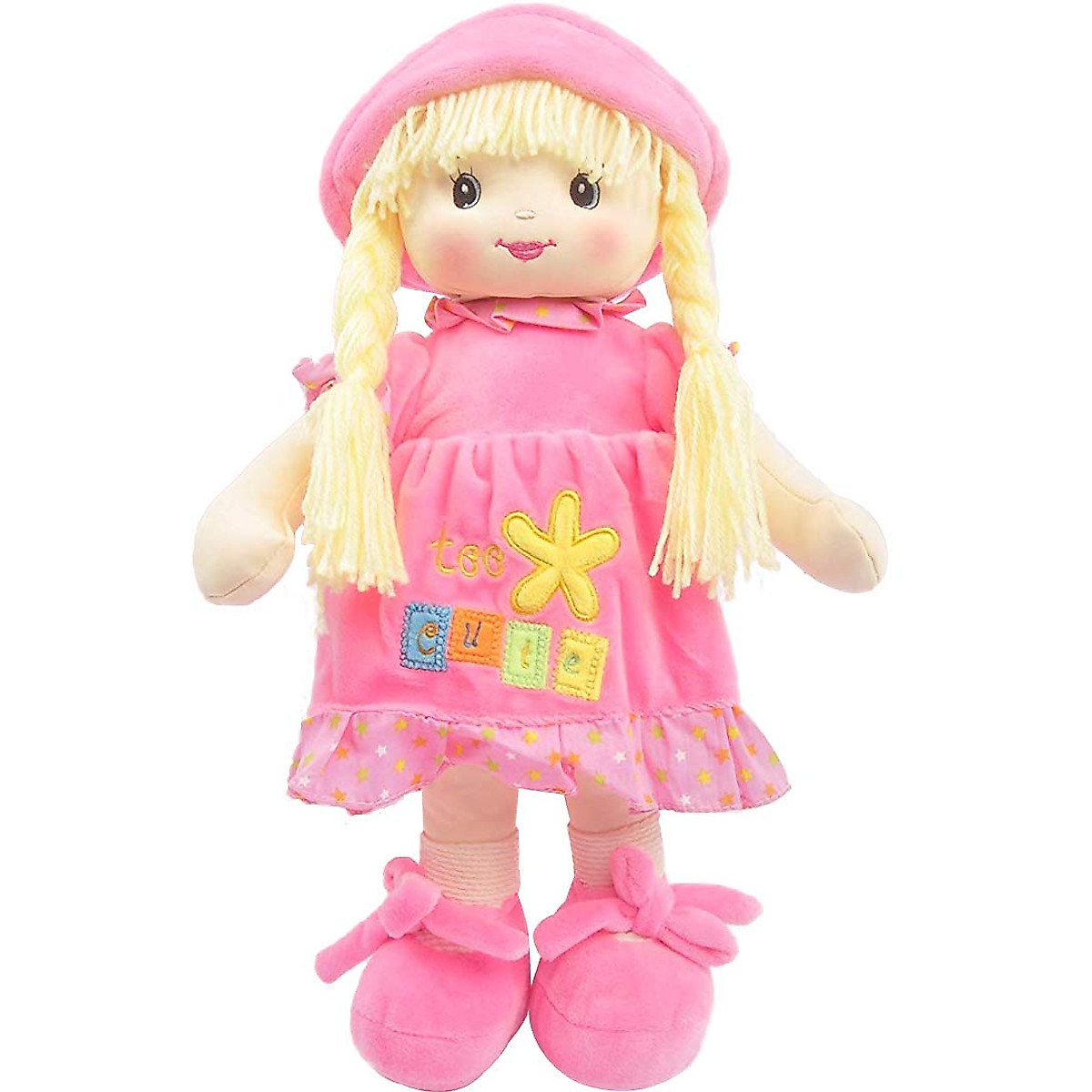 Linzy Plush 17.5'' Pink Niobe Sweet Cakes Rag Doll for Girls, Soft Plush Doll,Sleeping Cuddle Buddy for Toddlers, Infants and Babies, Muñecas de Trapo para Niña, First Doll for Kids