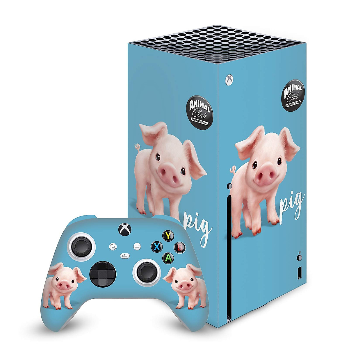 Head Case Designs Officially Licensed Animal Club International Pig Faces Vinyl Sticker Gaming Skin Decal Cover Compatible With Xbox Series X Console and Controller Bundle