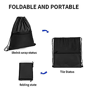 TEABAN Gym Drawstring Bag, Waterproof Drawstring Backpack with Zipper Pocket, Men's and Women's Fitness Drawstring Bag Swimming Bag, Black Large Capacity(19.3''x15.3'')