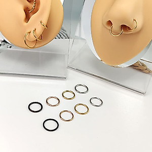 4Pcs 18G Surgical Stainless Steel Hoop Nose Ring Gold Septum Cartilage Helix Daith Tragus Hoop Earrings Hypoallergenic Body Piercing Jewelry for Women Men(18G Gold)
