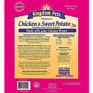 Kingdom Pets Filler Free Chicken Jerky & Sweet Potato Twists, Premium Treats for Dogs, 48-Ounce Bag