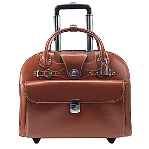 McKlein Women's EDGEBROOK Wheeled Non-Detachable Briefcase, Brown, 17"x6"x13.5"