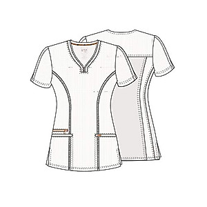 Cherokee Statement Women Scrubs Top Ribbed V-Neck CK695, M, Black