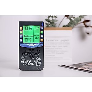 HLF New Large Screen Brick Game Console Green Backlight Built-in 23 Multi-Mode Block Games Classic Nostalgia Puzzle Speed and Difficulty can be Adjusted Suitable as a Gift for Kids (Black)