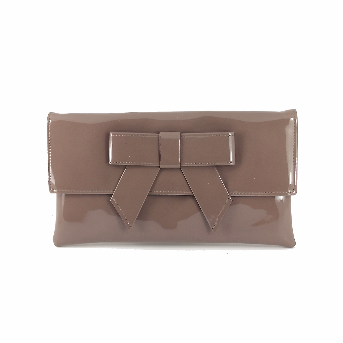 LONI Womens Cute Patent Faux Leather Clutch bag/Shoulder Bag in Cafe Latte Beige