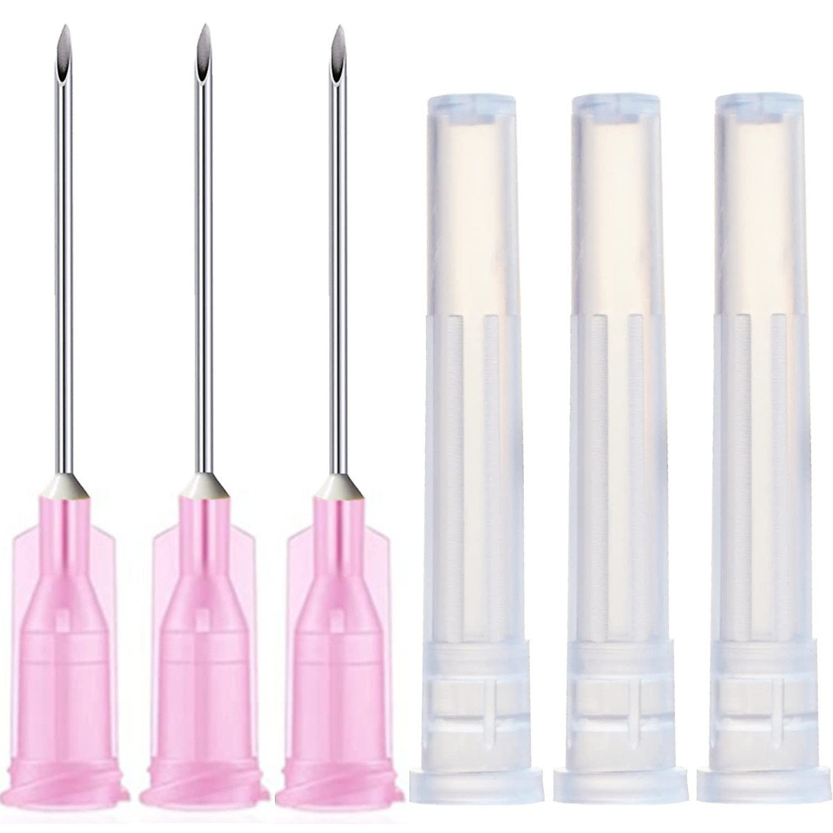 100 Pack 18Ga 1 Inch Sterile Disposable Injection Needle with Cap for Scientific and Industrial Dispensing Needl Accessories