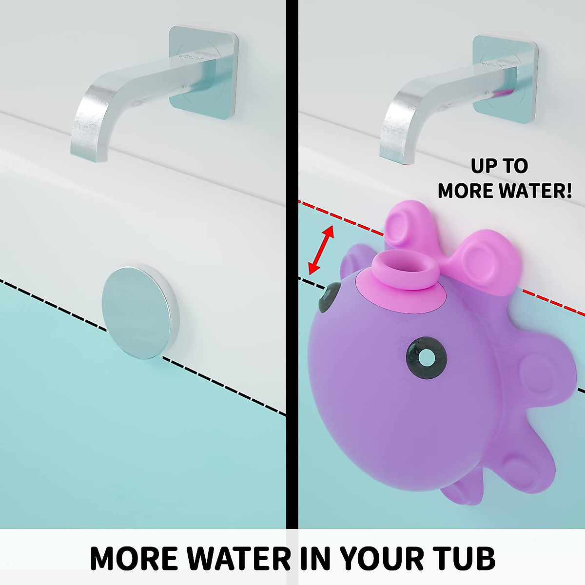 Bathtub Overflow Drain Cover Tub - tub Overflow Drain Cover, Soak Bath Overflow Drain Cover, Bathroom Spa Accessories, Adds Inches of Water for Deeper Bath (Silicone, Hot Pink)