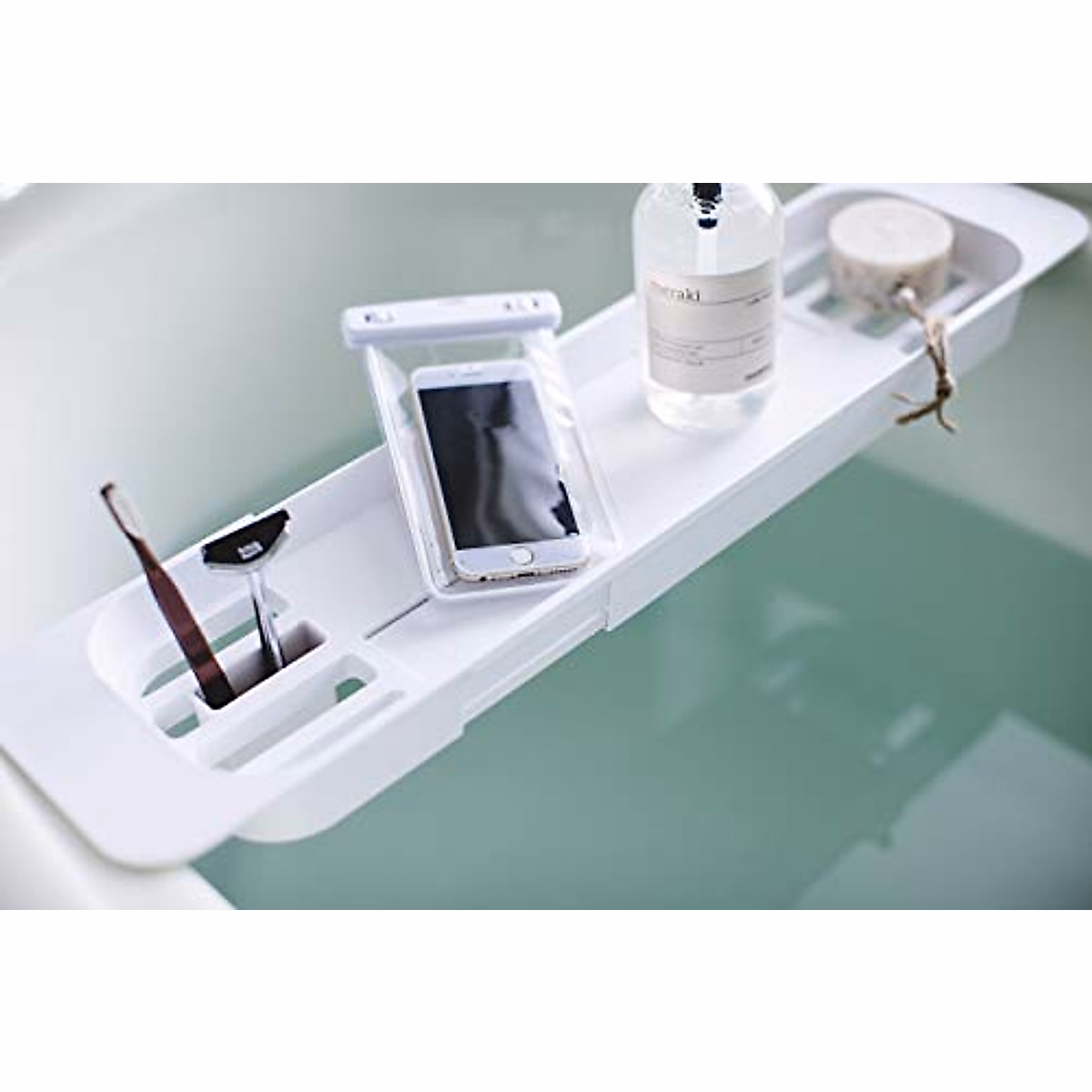 Yamazaki Home Tower Expandable Bathtub Caddy – Bathroom Tray Table Holder., White