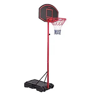 FCH Portable Basketball Hoop Height Adjustable Basketball Stand Backboard System for Kids Teenagers Youth w/Wheels Indoor & Outdoo (Red, Black)