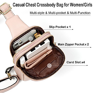 Womens Crossbody Fanny Pack Sling Bag Cell Phone Purse Leather Casual Daypack Sport Chest Satchel for Women