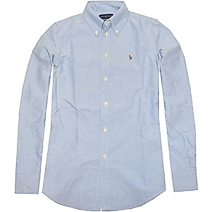 Ralph Lauren Polo Womens Classic Fit Oxford Button Down Shirt, BSR Blue, L