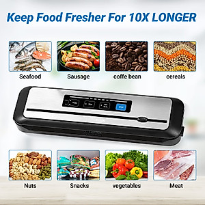 Inkbird Vacuum Sealer Machine Start Kit Including 55 Count 8"x12" Bags & 8"*79' Vacuum Sealer Roll,with Built-in Cutter, Dry & Moist Sealing Modes for Food Storage,Easy Cleaning