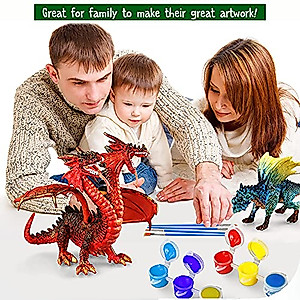 Kids Crafts, DIY 3D Dragon Painting Toys with 13 Color Educational Toy Painting Set Paint Your Own Gift Art and Craft Kit for Kids Boys Girls 3 4 5 6 7 8 9 Year Old