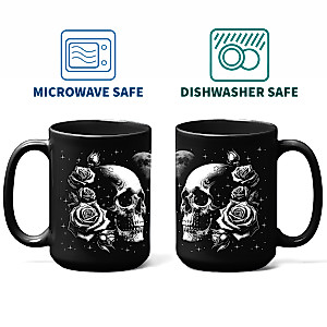 Skull Mug 15Oz Goth Gifts For Women Skull Gifts For Women - Witch Gifts Skull Gifts For Men Unique Skull Halloween Mug - Goth Decor Goth Mug - Skull Cup Gothic Gifts For Men Gifts For Gothic Women