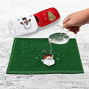 Veramedy Upgraded Size 16" x 27" Christmas Hand Towels, 100% Pure Cotton Bathroom Kitchen Decoration Soft Washcloths Towels Perfect Christmas Decor, Pack of 3 (Red, White, Green)