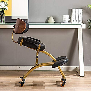 Rolling Kneeling Chair with Back Support, Ergonomic Adjustable Stool for Improve Your Posture with Faux Leather Knees Cushions and Flexible Casters for Home Office,Green