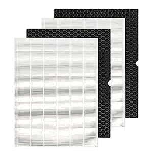 Yiemoge 116130 Replacement filter H: Compatible with winix 5500-2 Air Purifier - 2pack TURE HPEA filters + 2pack Activated Carbon Filters