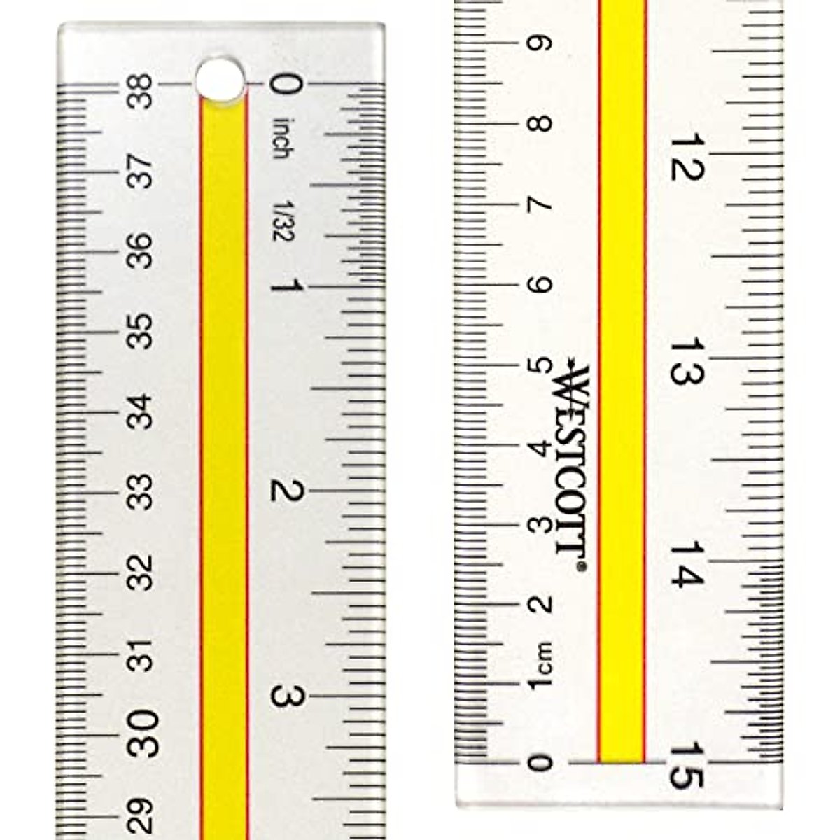 Westcott Acrylic Data Highlight Reading Ruler With Tinted Guide, 15" Clear