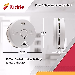 Kidde Smoke Detector with Safety Light for Hearing Impaired, 10-Year Battery Smoke Alarm, Ideal for Hallways or Deaf People