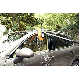 CARCAREZ 15" Flow-Thru Bi-Level Car Wash Brush Head Fits for RV Cleaning with Feather-Tip Bristles Orange