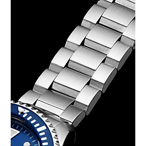 Mens Automatic Stainless Steel Professional DEPTHMASTER Dive Watch, 200 Meters Water Resistant, Brushed and Beveled Bracelet with Divers Safety Clasp and Screw Down Crown (Blue)