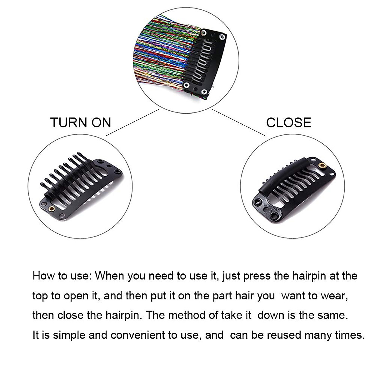 19.7 Inch Clip In Hair Fairy Tinsel Kit Clips Clip On Glitter Hair Tinsel Extensions 12 Colors