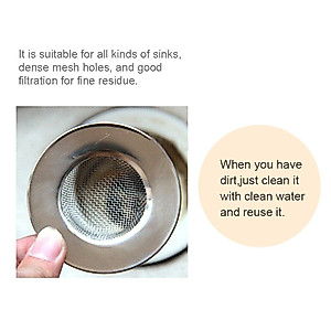 Generic Stainless Steel Round Sink Strainer Bathtub Hair Catcher Stopper Shower Drain Hole Filter Trap Metal Bathroom Kitchen Tools, Silver