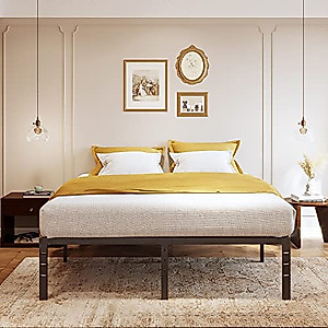 Vengarus 18 Inch Metal Platform King Size Bed Frame,Steel Slat Support,No Box Spring Needed,Easy Assembly,Underbed Storage,Noise Free, Non-Slip Mattress Foundation,King Bed Frame,Black