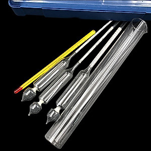 Alcoholmeter Accurate 5 Pieces Alcohol Hydrometer Kit 0-100% ABV, for Spirits Whiskey Moonshine Distilling Liquor Testing with Glass Test Jar Carry Plastic Storage Box… (Plastic Storage Box)