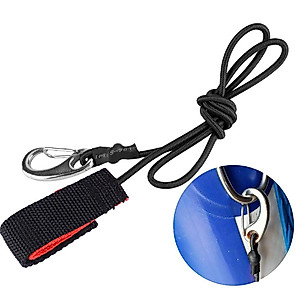 Tbest Canoe Lease,Correa De Remo,Kayak Paddle Leash,Elastic Kayak Canoe Safety String,Fishing Rod Pole Leash,Lanyard String Cord with Carabiner Clip for Paddling(Black)