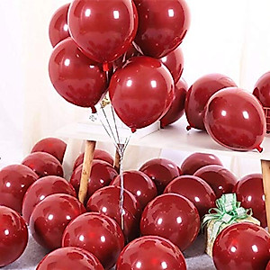 CheeseandU 100 PCS Red Chrome Balloons 10 Inch Double-Layered Chrome Metallic Latex Balloons for Bday Parties Wedding Supplies Valentines Day Party Decor Baby Shower Decorations (Dark Red)