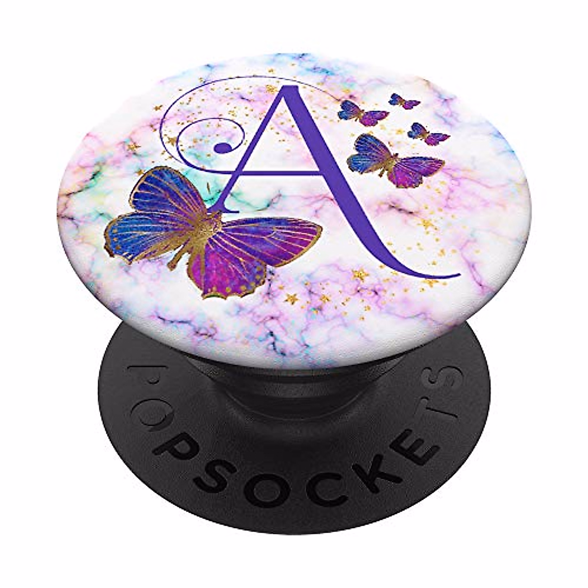 Purple Butterfly Custom Personalized Letter A Monogram PopSockets Swappable PopGrip