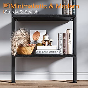 ODK 6-Tier Ladder Shelf, 87 Inches Wall Mounted Ladder Bookshelf with Metal Frame, Open Industrial Shelves for Home Office, Bedroom and Living Room, Black