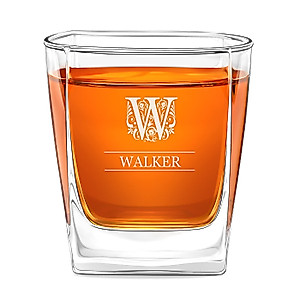 Maverton Whiskey glass set for man - Personalized Tumblers for whiskey - Drinking glass cups - Set of 6 glasses for him - Customized whisky gift for Birthday - Glassware - MONOGRAM