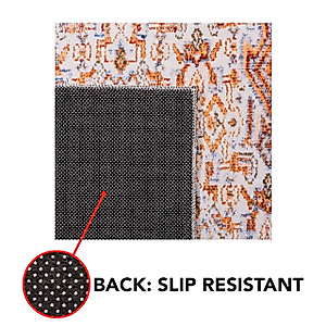 SAFAVIEH Tucson Collection Area Rug - 8' x 10', Beige & Rust, Boho Design, Non-Shedding Machine Washable & Slip Resistant Ideal for High Traffic Areas in Living Room, Bedroom (TSN166B)