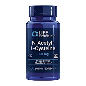 Life Extension N-Acetyl L-Cysteine 600mg - Powerful Antioxidant NAC Supplement For Liver Health and Healthy Glutathione Levels Support - Gluten Free, Non-GMO, Vegetarian - 60 Capsules