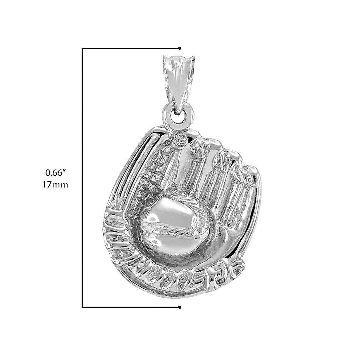 .925 Sterling Silver Baseball or Softball Glove & Ball Charm Pendant Necklace - 16" Rolo Chain