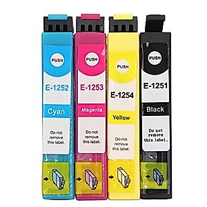 4 Color Ink Cartridge, 4 Color PP Printer Ink Cartridges No Leakage Ink Cartridge Replacement T1251 T1252 T1253 T1254, Desktop Photo Printers