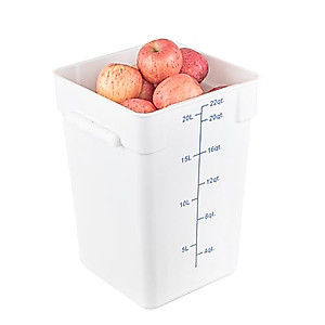 Restaurantware - Met Lux 22 Quart Food Storage Container, 1 White Storage Container - Lids Sold Separately, Blue Volume Markers, Dishwashable Container, Side Handles, For Storing Foods
