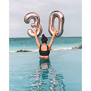 Tellpet Number 30 Balloon for Girl Her Women, 30th Birthday Party Decorations Supplies, Rose Gold, 40 Inch