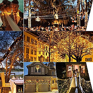 2 Pack Solar Fairy Lights Outdoor, 39.37ft 120 LED 8 Modes Warm White Solar String Lights Waterproof, Copper Wire Lights for DIY Decoration Garden Party Wedding Patio Yard