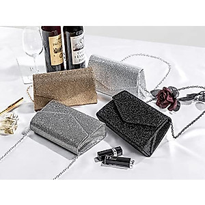 GEGELE Women's Sparkly Evening Bags Glitter Rhinestone Clutch Purse for Party Prom Wedding (Black)