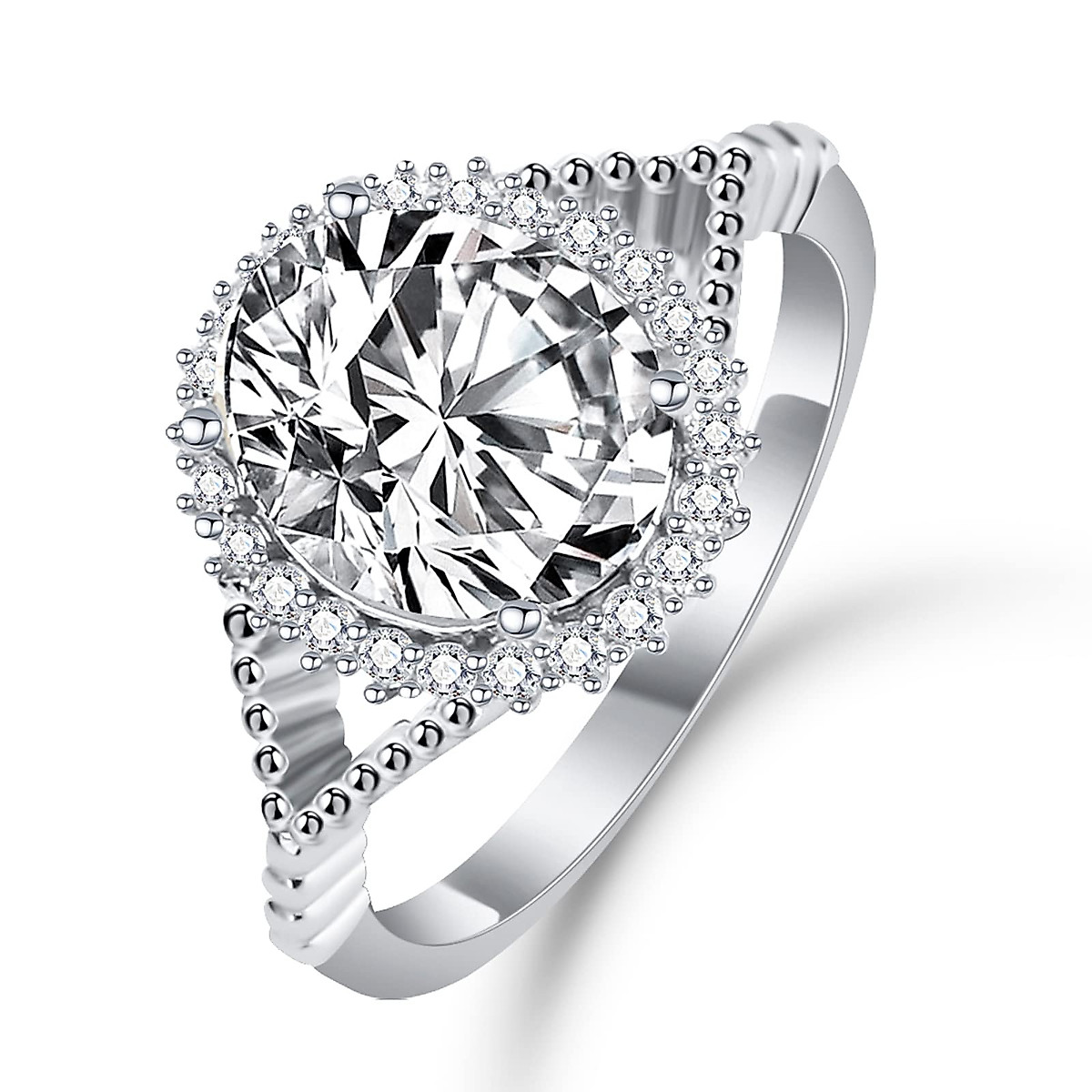 Msxyowaer Oval Engagement Ring, 3.5 Carat D VVS Clarity Halo Moissanite Engagement Ring, S925 Sterling Silver Rings for Women Proposal Anniversary Wedding